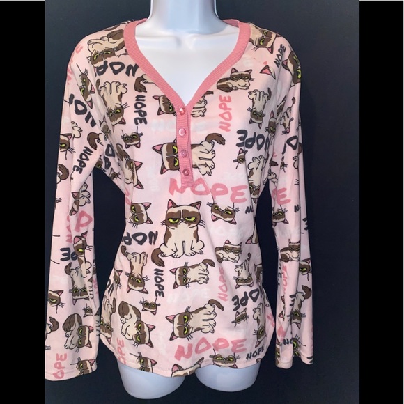 Intimates & Sleepwear | Womens Size 1214 Grumpy Cat Fleece Pajama Top ...
